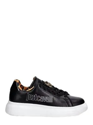 Just Cavalli Logo-detail Animal-print Sneakers - Black