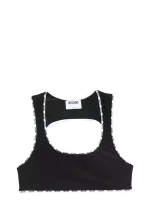 Moschino Logo-trim Cut-out Bra - Black