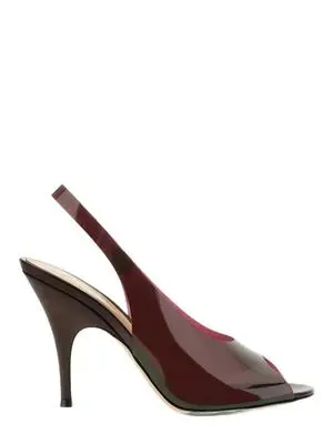 GIANVITO ROSSI Amelie Leather And Plexi Slingback Sandals - Red