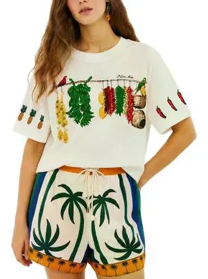Farm Rio Graphic-print T-shirt - Neutrals