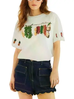Farm Rio Graphic Print T-shirt - Neutrals
