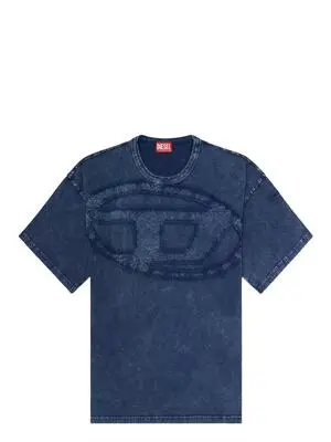 DIESEL® Relaxed Cotton T-shirt With Oval-d Applique - Blue