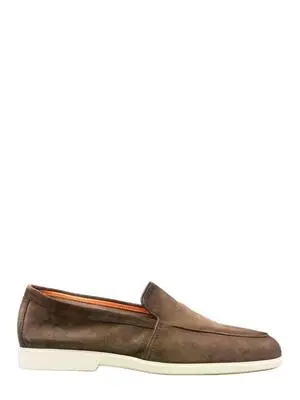 Santoni Suede Slip-on Loafers - Brown