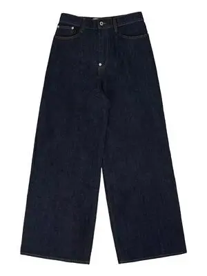 Kenzo Logo Patch Wide Leg Jeans - Blue