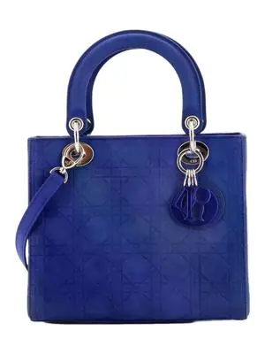 Dior Lady Bag Cannage Embossed Matte Calfskin Satchel - Blue