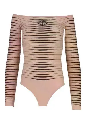 Elisabetta Franchi Striped Off-shoulder Top - Pink