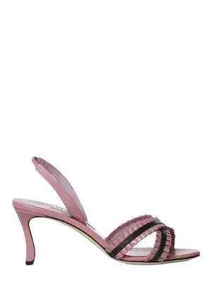 Manolo Blahnik Volusan Ruffled Slingback Sandals - Pink