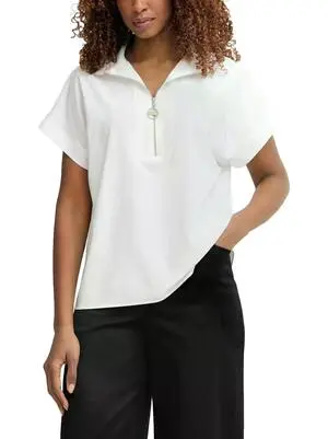 Joseph Ribkoff Quarter-zip Short-sleeve Polo Top - White
