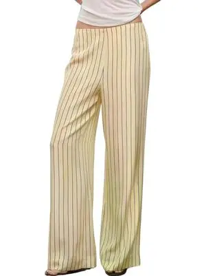 Staud Stroll Stripe-print Silk Trousers - Yellow