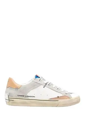 CRIME LONDON Deconstructed Suede-panelled Low-top Sneakers - White