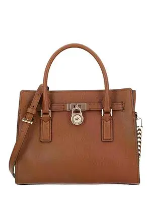 Michael Kors Hamilton Logo-pendant Pebbled-texture Tote Bag - Brown