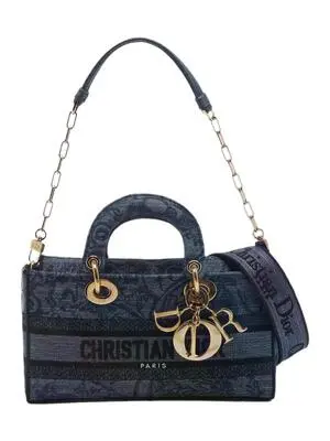 Dior 2023 Medium Lady D-joy Embroidered Tote Bag - Blue