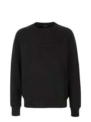Balmain Logo-embroidered Cotton Sweatshirt - Black