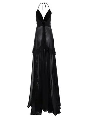 CUANNA Luna Ruffled Maxi Dress - Black