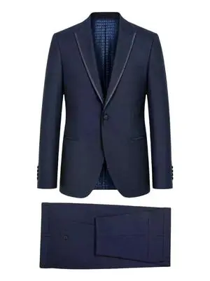 RAMON SANJURJO Satin-trim Peaked-lapel Dinner Suit - Blue