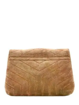 SAINT LAURENT Loulou Matelasse Chevron Suede Small Shoulder Bag