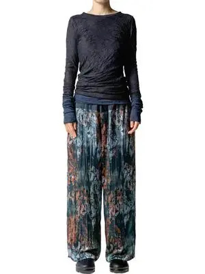 MULLER OF YOSHIOKUBO Wide Leg Damask Pattern Drawstring Pants - Blue