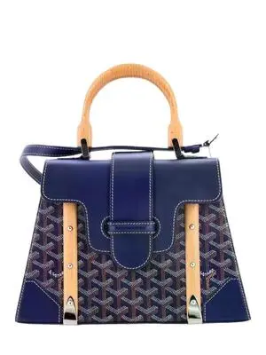 Goyard Saigon Top Handle Bag Coated Canvas With Leather Pm Satchel - Blue
