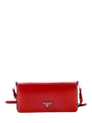 Prada Spazzolato Leather Shoulder Bag - Red