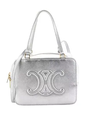 Celine Cuir Triomphe Folded Cube Bag Leather Shoulder Bag - Silver