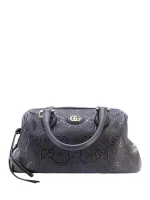 Gucci Gg Embossed Leather Shoulder Bag - Black