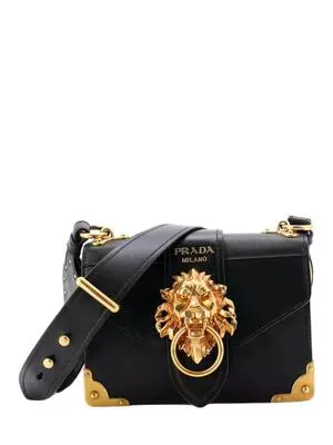 Prada Animalier Cahier Leather Small Crossbody Bag - Black