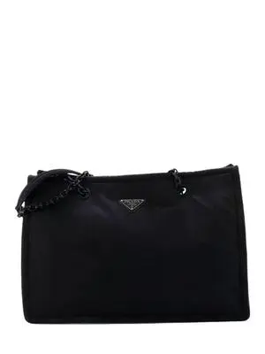 Prada Padded Chain Shopper Tote Tessuto Large Shoulder Bag - Black