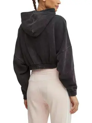 Adidas Logo Detail Cropped Hoodie - Black