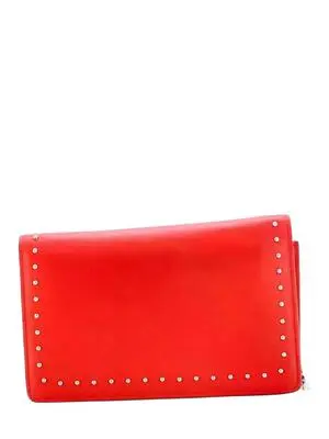 Givenchy Pandora Chain Wallet Studded Leather Crossbody Bag - Red