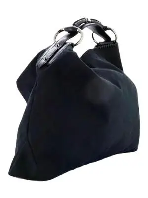 Gucci Horsebit Gg Canvas Large Hobo Bag - Black