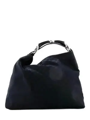 Gucci Horsebit Gg Canvas Large Hobo Bag - Black