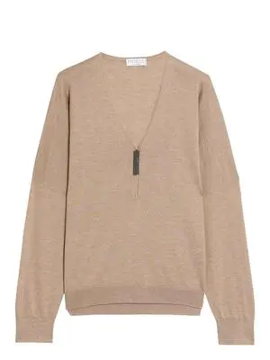 BRUNELLO CUCINELLI Beadembellished Cashmere And Silkblend Sweater