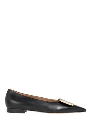 MALONE SOULIERS Hayes Embellished Leather Pointtoe Flats - Black