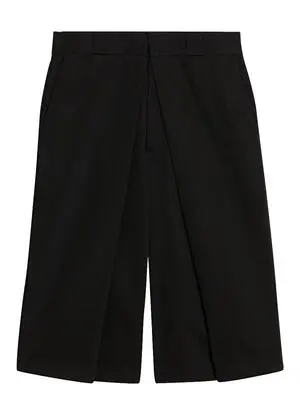 Alexander McQueen Pleated Cotton Gabardine Shorts - Black