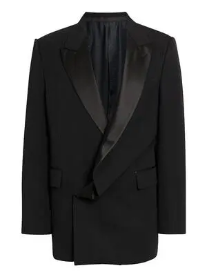 Alexander McQueen Doublebreasted Silktrimmed Wool Tuxedo Jacket - Black