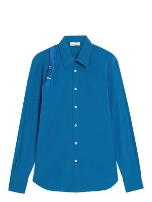 Alexander McQueen Strapdetailed Cottonblend Poplin Shirt - Azure