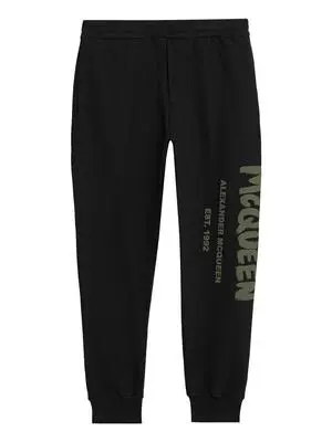 Alexander McQueen Tapered Logoprint French Cottonterry Sweatpants - Black