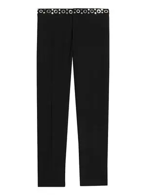 Alexander McQueen Tapered Embellished Cupro Twill Pants - Black