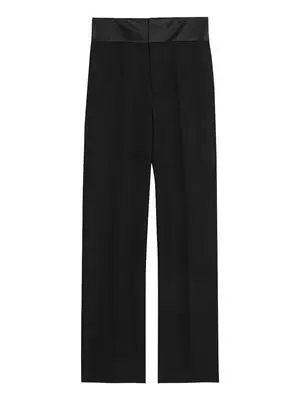 Alexander McQueen Grain De Poudre Wool Pants With Satin Trim - Black