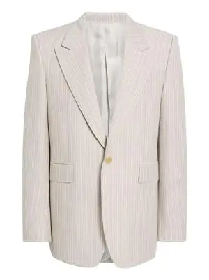 Alexander McQueen Striped Wool And Mohairblend Blazer - Light Gray