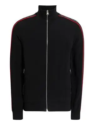 Alexander McQueen Striped Jacquard Trimmed Knitted Track Jacket - Black