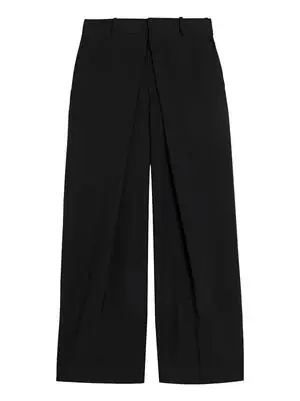 Alexander McQueen Wideleg Wool Pants - Black