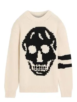 Alexander McQueen Intarsia Skull Knit Sweater - Cream