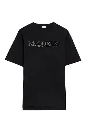 Alexander McQueen Embroidered Cottonjersey Tshirt - Black