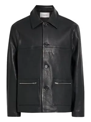 FRAME Utility Leather Jacket - Black