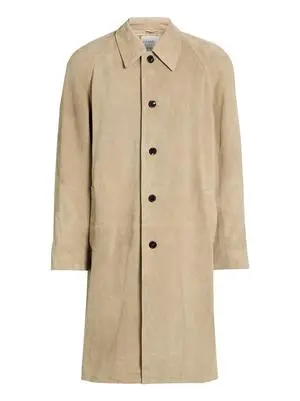 FRAME Suede Coat With Buttoned Cuffs And Vented Back - Beige