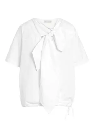 Dries Van Noten Cotton Poplin Shirt With Tie Detail - White