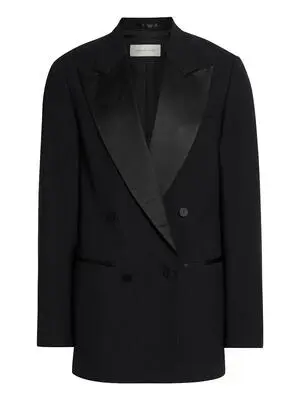 Dries Van Noten Doublebreasted Wool And Silkblend Twill Blazer - Black