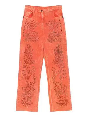 Patrizia Pepe Acid-wash Bead-embellished Jeans - Orange
