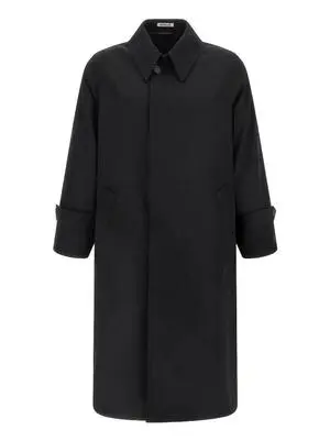 Auralee Gabardine Wool Trench Coat - Black